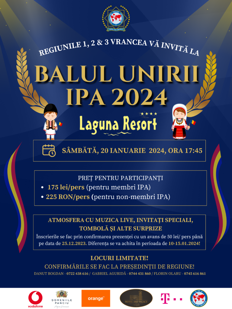 Regiunile IPA 1, 2 & 3 Vrancea organizează ”Balul Unirii IPA 2024 ...
